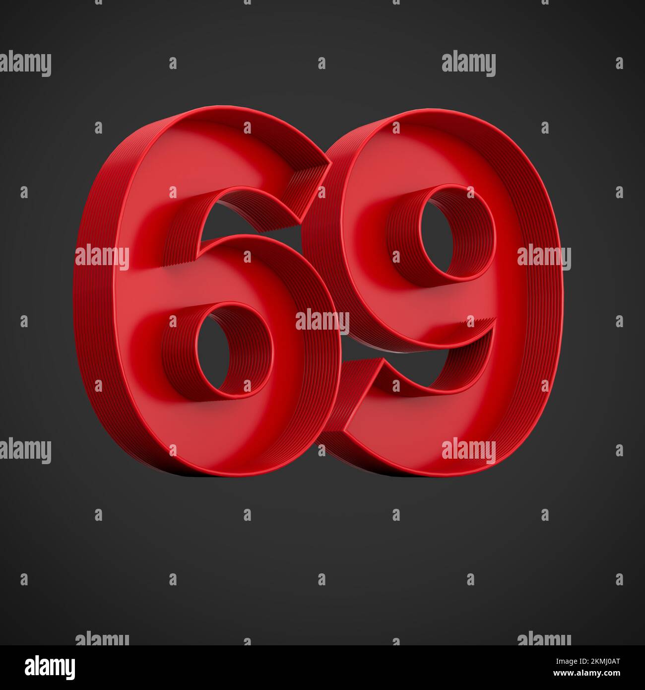 A 3d Rendering Of The Number Sixty Nine In Red Over The Black