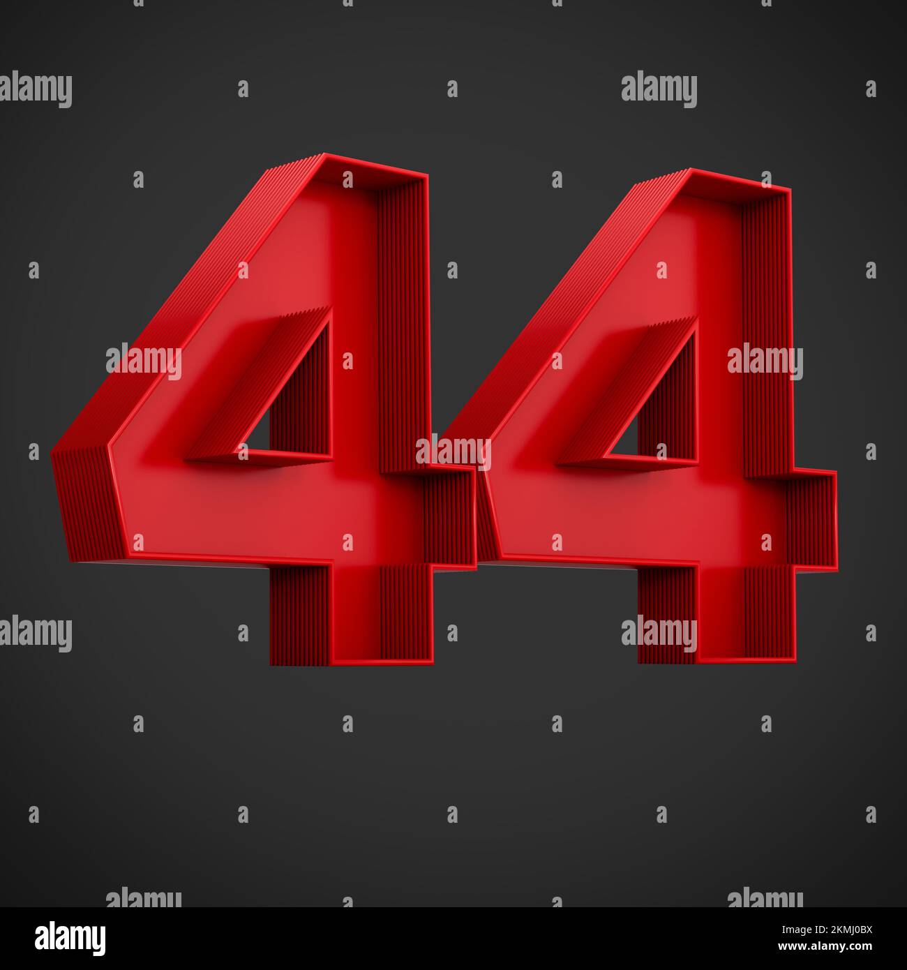 A 3d rendering of the number forty-four in red over the black ...
