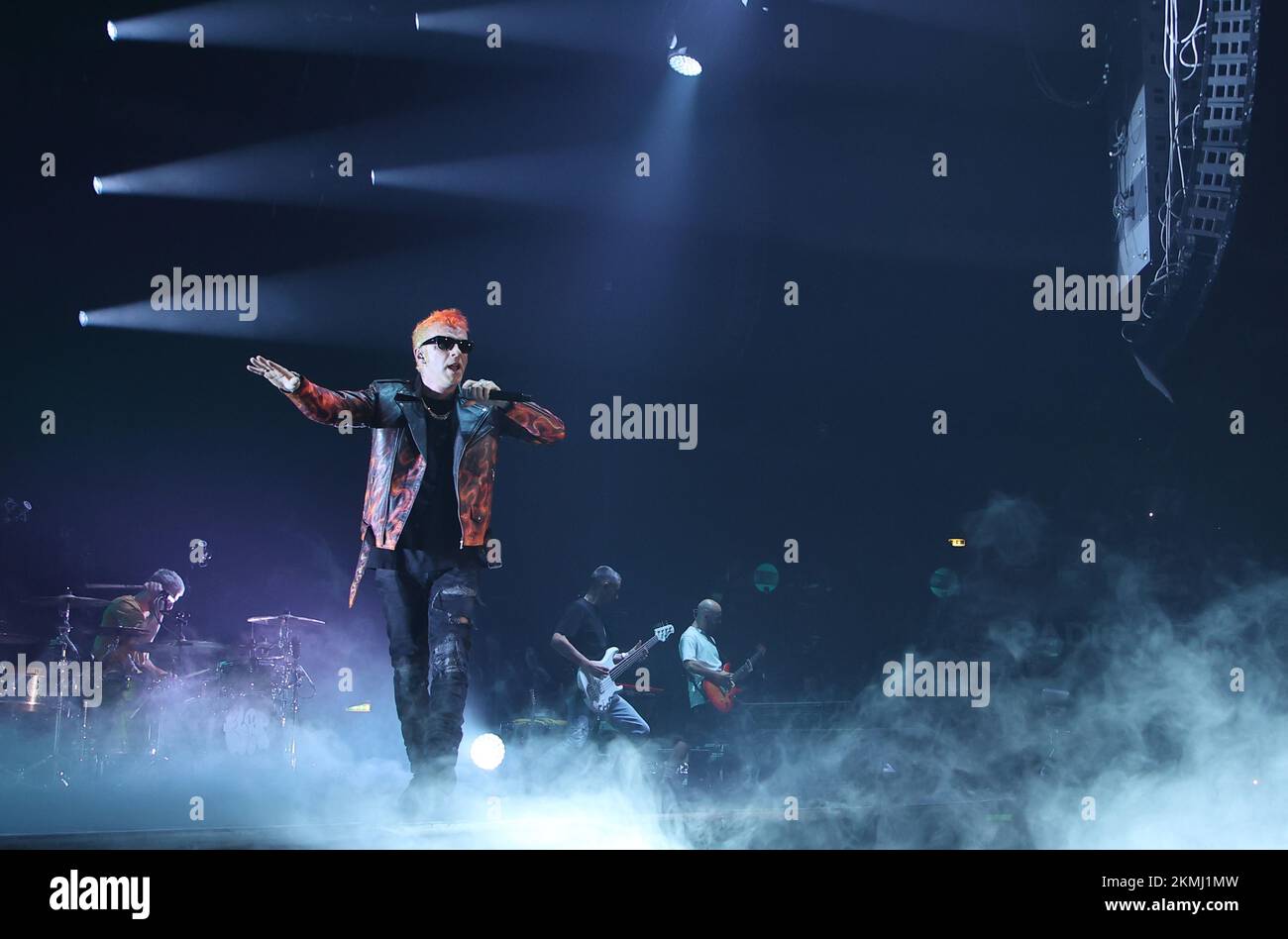 Italian singer/rapper Salmo during his "Flop tour 2022" - Unipol Arena ...