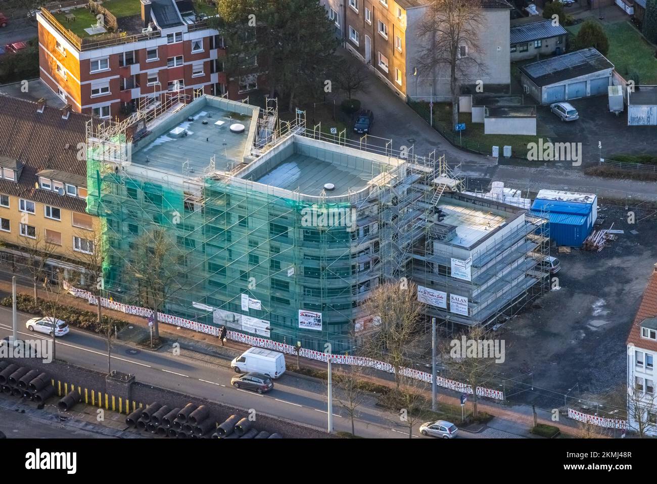 Aerial view, construction site with new building at Wilhelmstraße in ...
