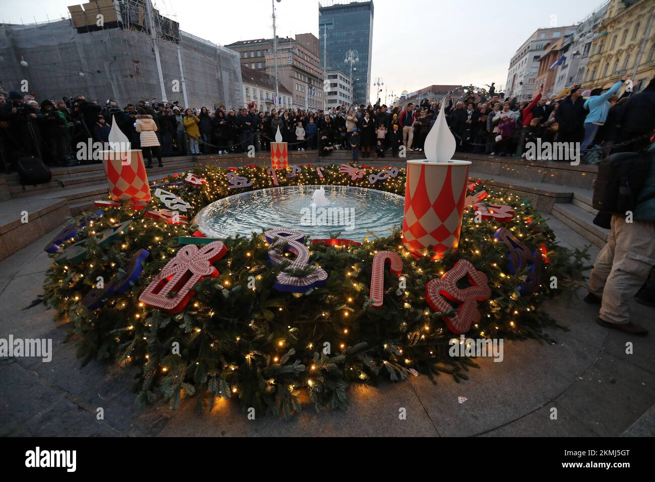 The lighting of the first advent candle at Mandusevac fountain on Ban ...