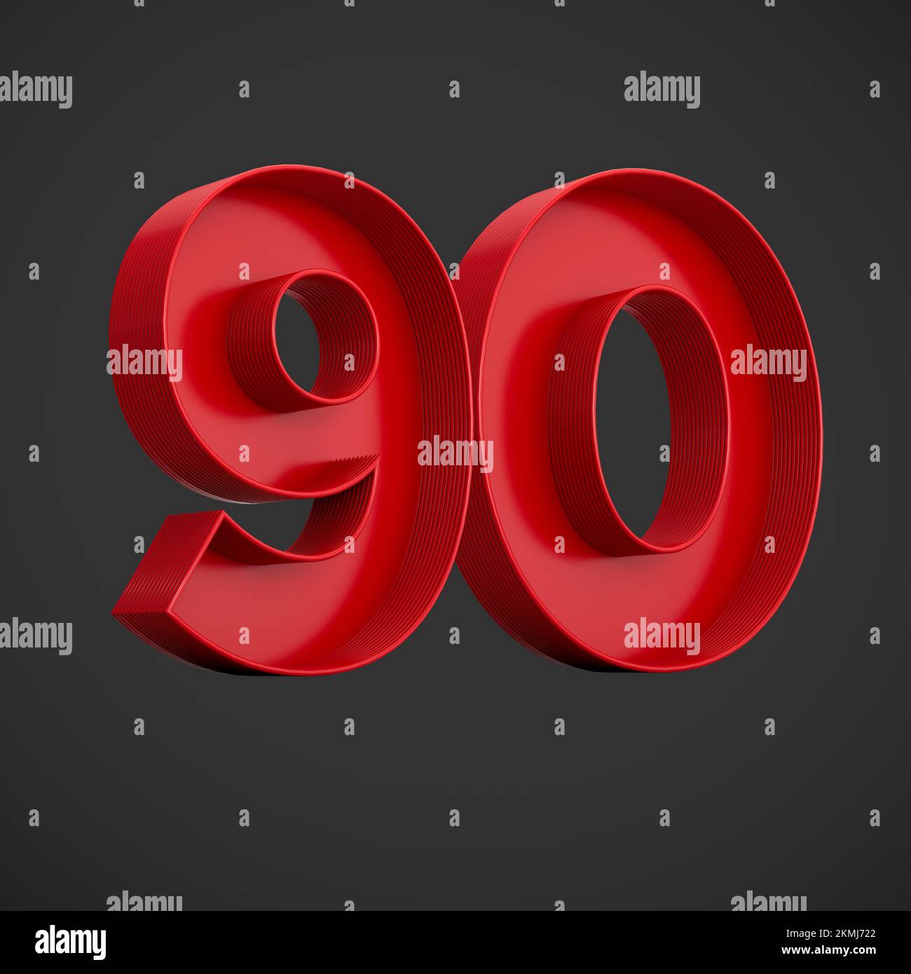 A 3d rendering of the number ninety in red over the black background - 90 icon Stock Photo - Alamy