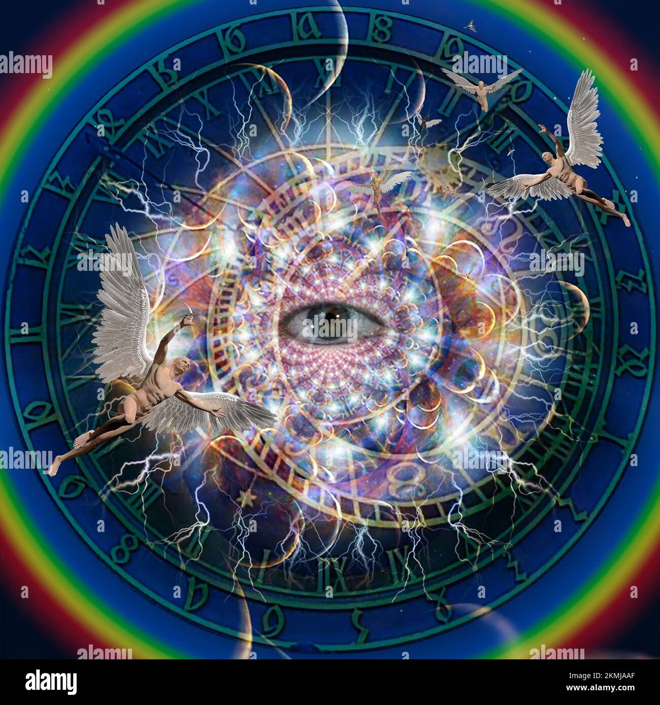 Angels through time. 3D rendering Stock Photo - Alamy