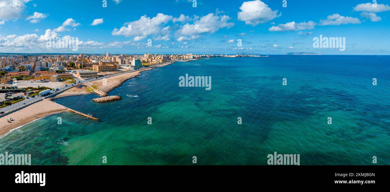 Aerial panoramic view of Trapani harbor, Sicily, Italy Stock Photo - Alamy