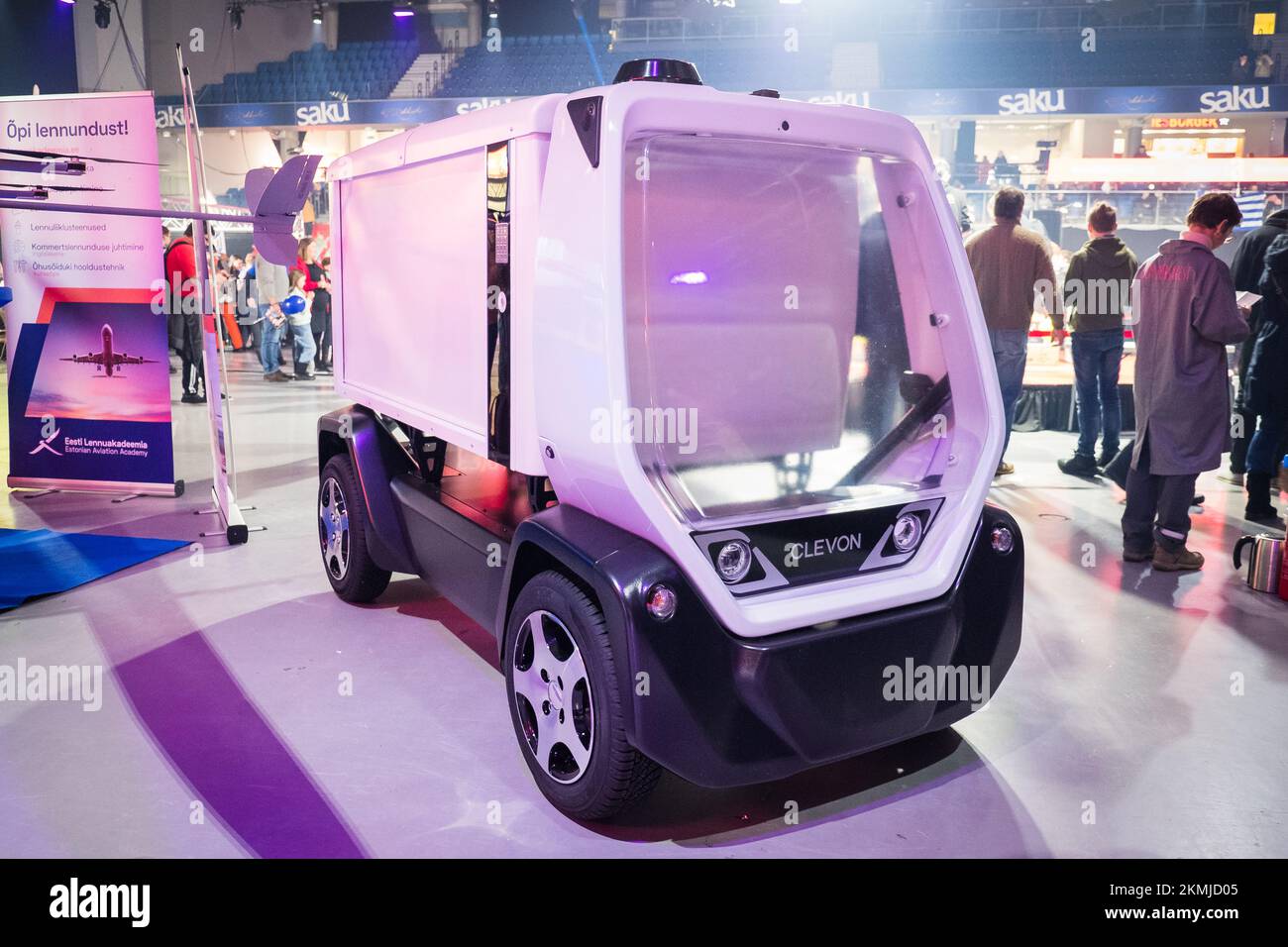 Tallinn, Estonia - November 26: Clevon self-driving unmanned delivery ...