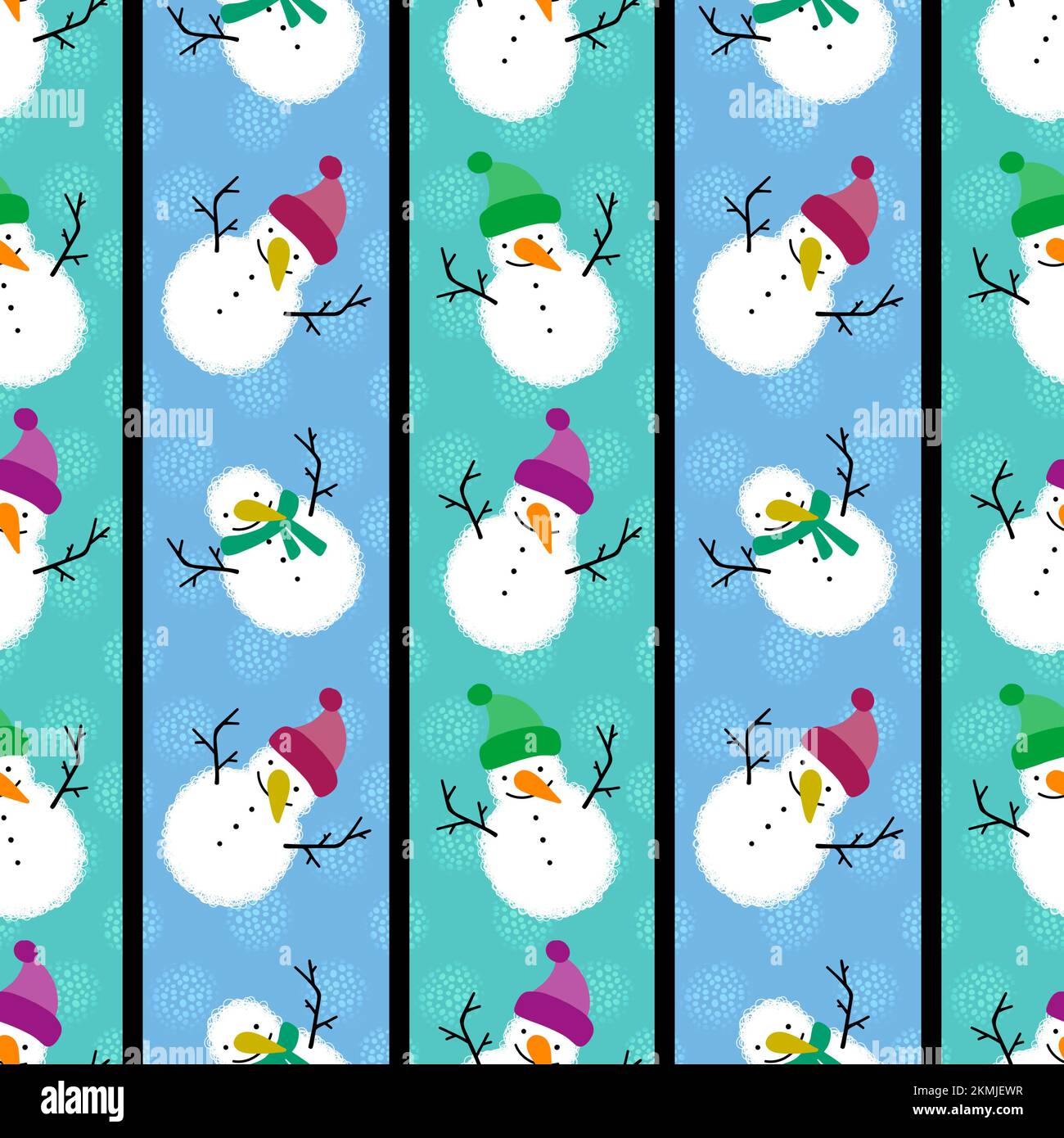 Winter seamless snowman and snowflakes pattern for Christmas wrapping ...