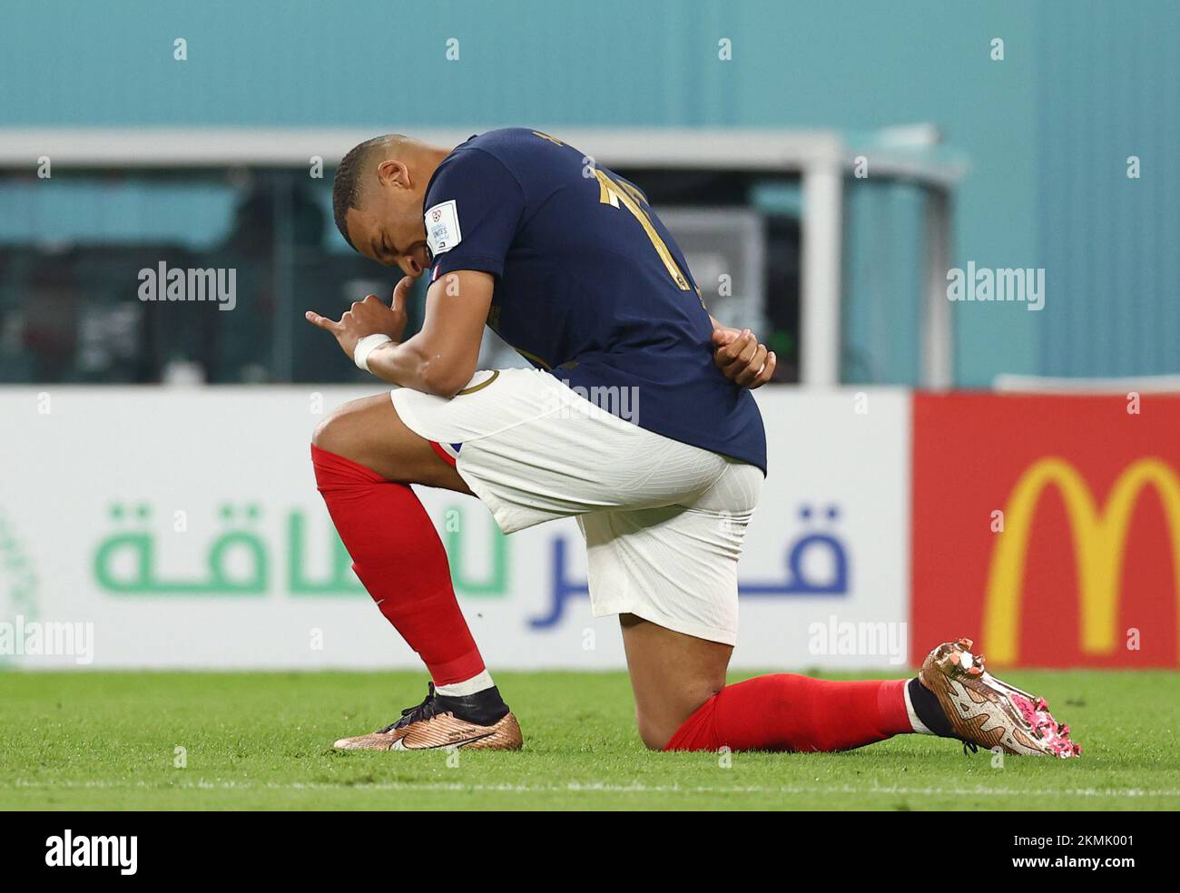 Doha, Qatar, 26th November 2022. Kylan Mbappe of France celebrates ...