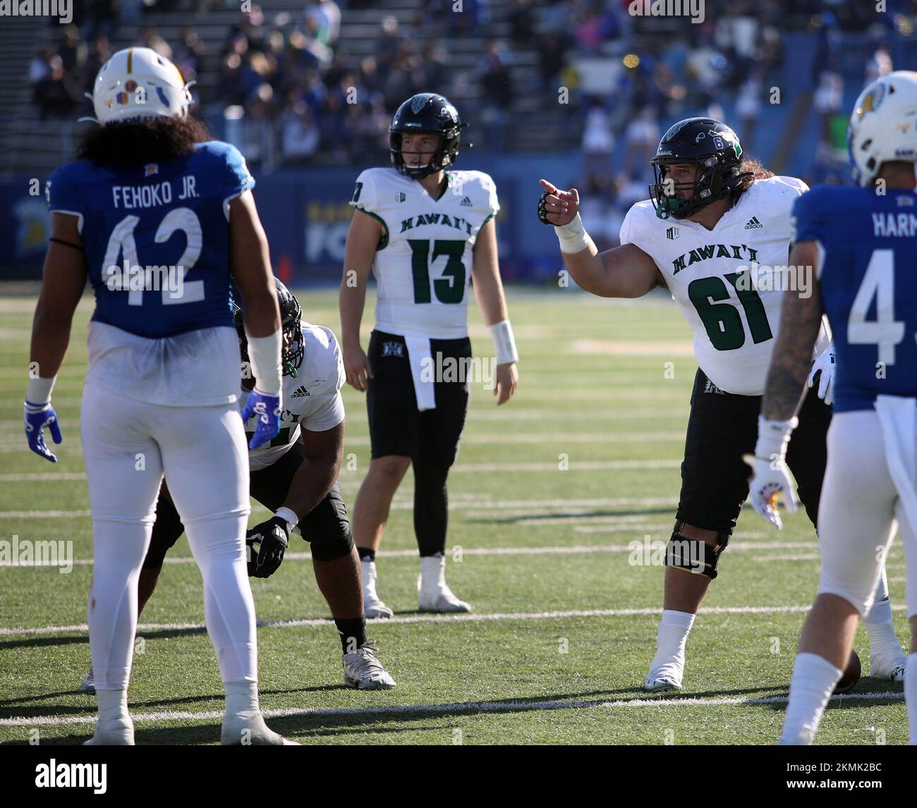 November 26, 2022 - Hawaii Rainbow Warriors offensive lineman Eliki ...