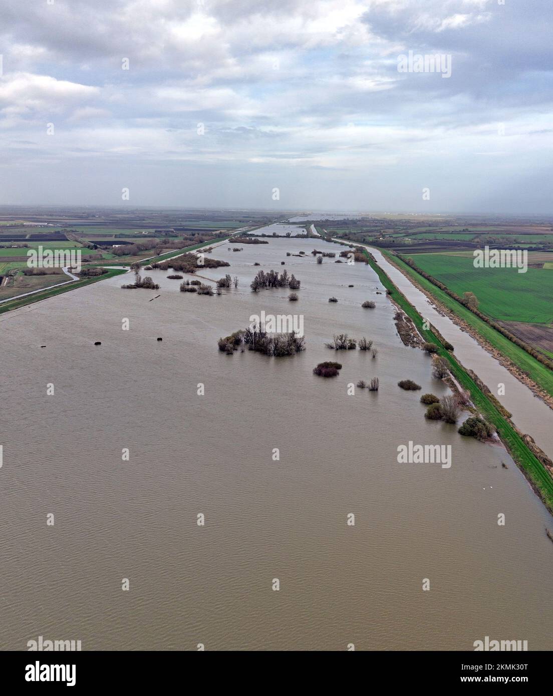 Ely, UK. 24th Nov, 2022. The levels of the River Great Ouse near Sutton ...