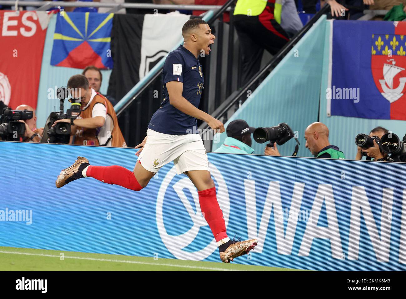 Kylian Mbappe of France celebrates winning following the FIFA World Cup ...