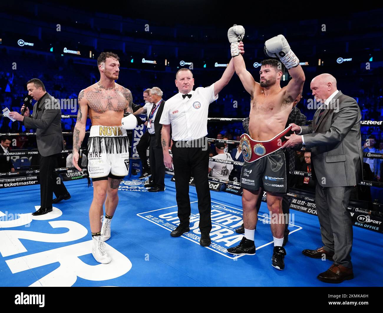 John Ryder (right) celebrates victory by technical knock out of Zach ...