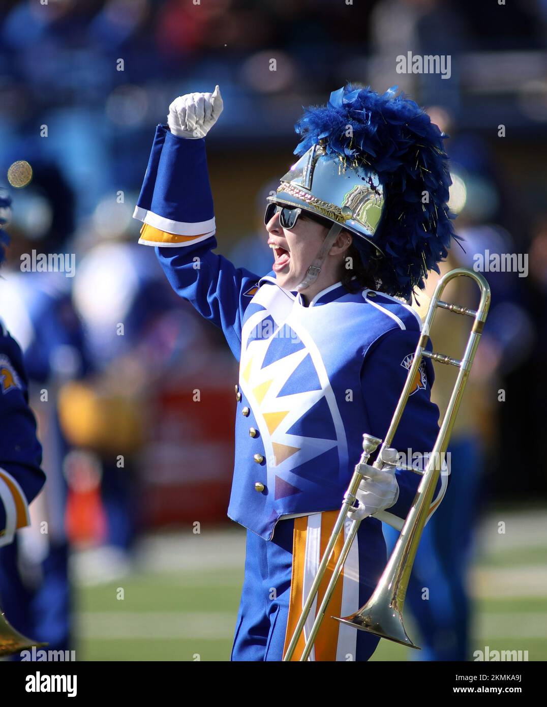 November 26, 2022 - A Spartan band member cheers in a game between the ...