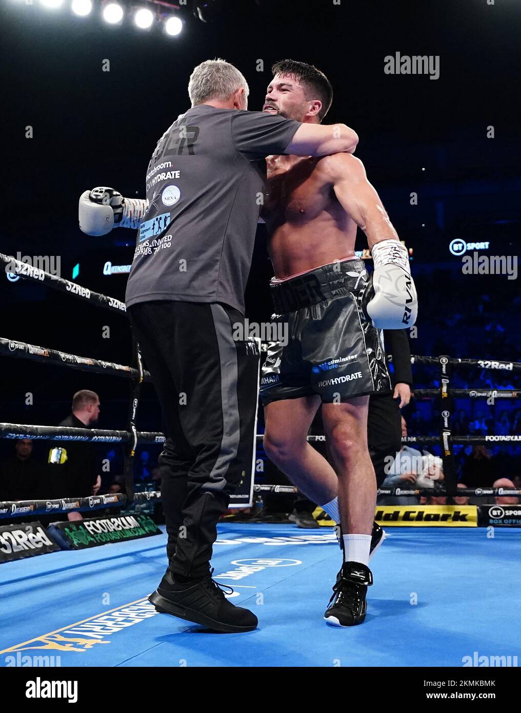 John Ryder (right) celebrates victory by technical knock out of Zach ...