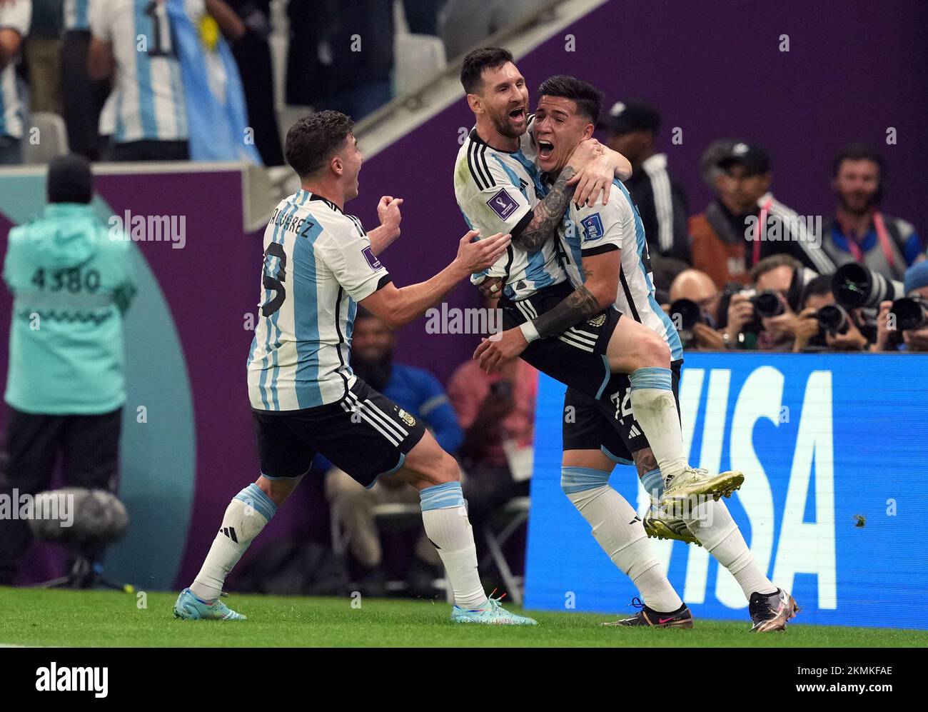 Argentina s Enzo Fernandez Celebrates Scoring Their Side s Second Goal Argentina s Enzo Fernandez Celebrates Scoring Their Side s Second Goal
