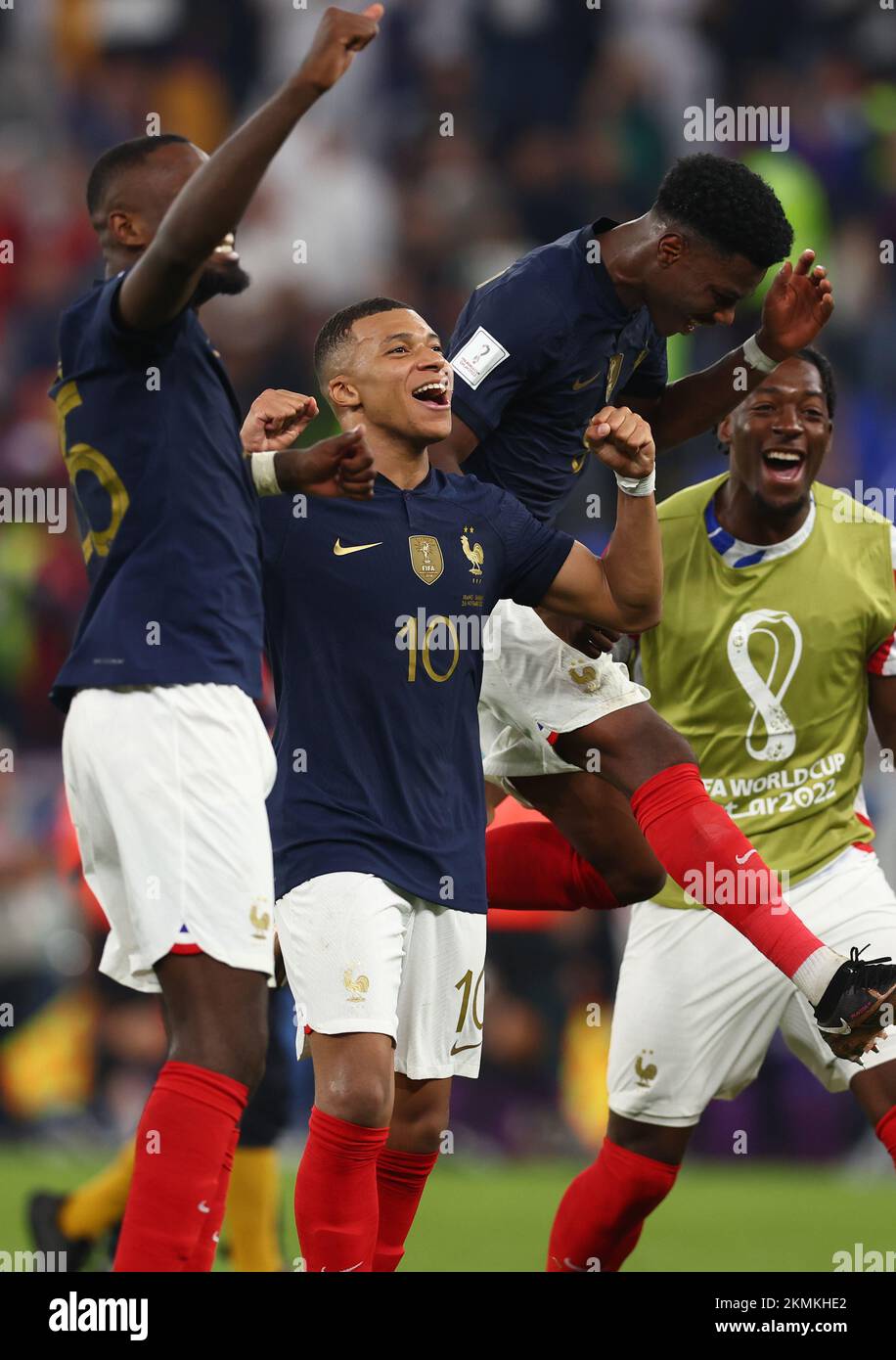Doha, Qatar, 26th November 2022. Kylan Mbappe of France celebrates the ...