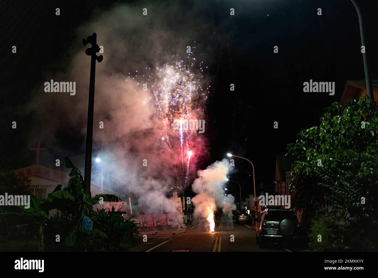 Firework seen in the sky in Rinari as a celebration to congratulate the ...