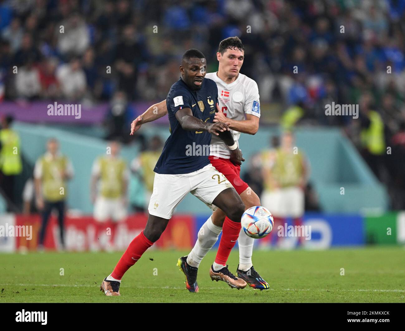 Doha, Catar. 26th Nov, 2022. Marcus Thuram of France and Andreas ...