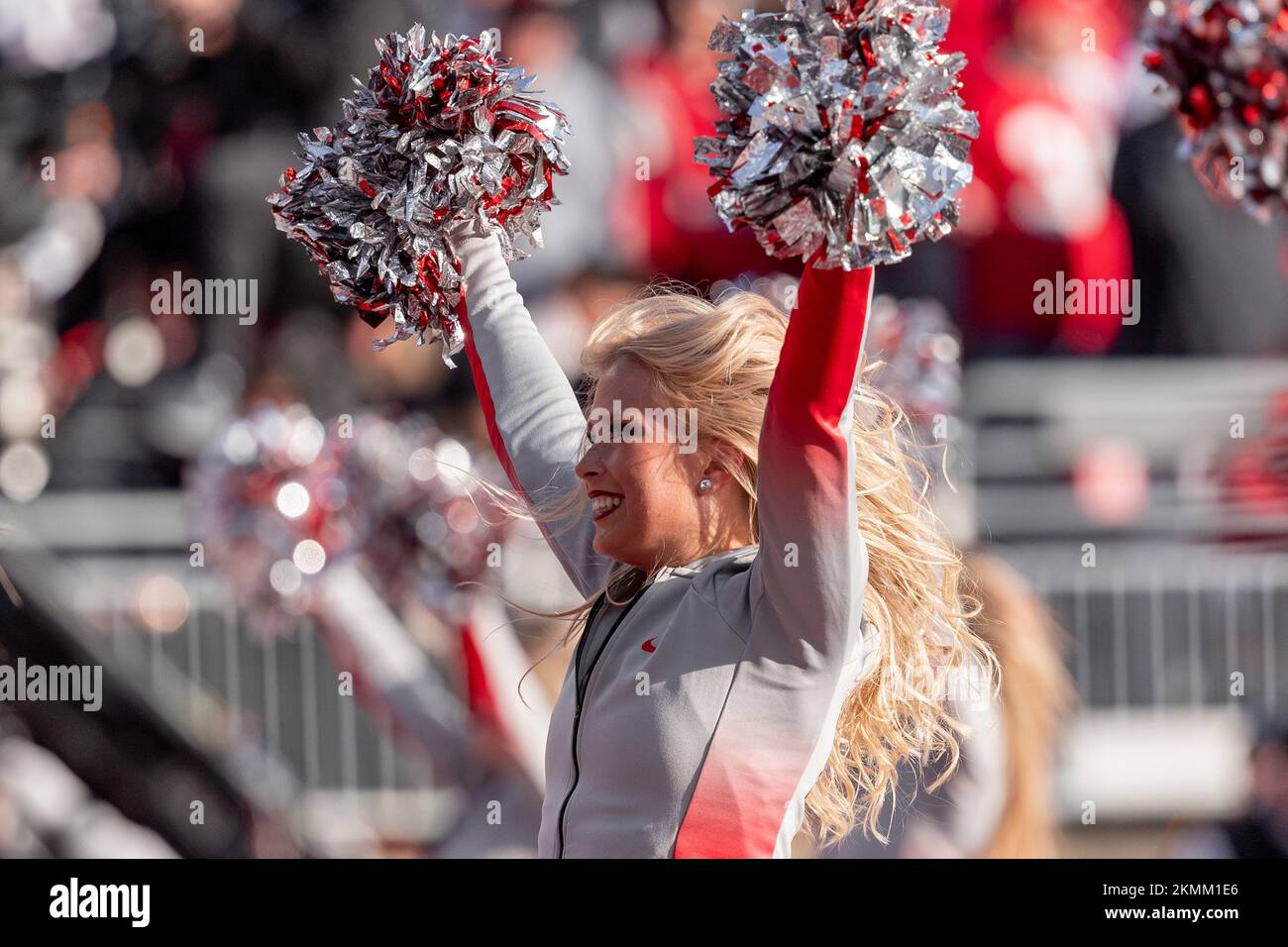 Columbus, Ohio, USA. 26th Nov, 2022. A Ohio State Buckeyes cheerleader ...