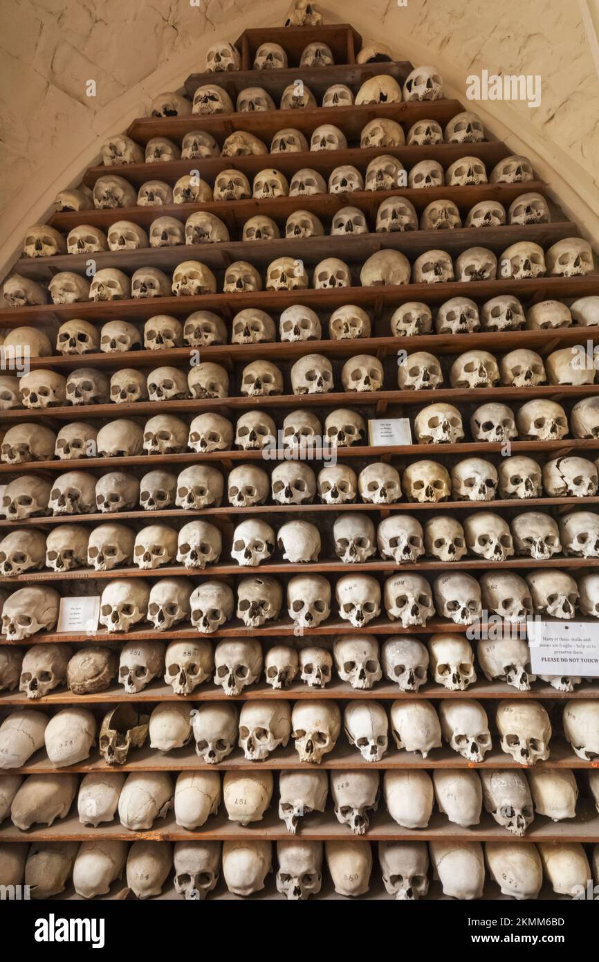 England, Kent, Hythe, St.Leonard's Church, Human Bones in The Crypt ...