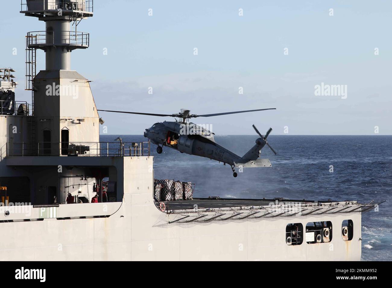 A view from the Arleigh Burke-class guided-missile destroyer USS McFaul ...
