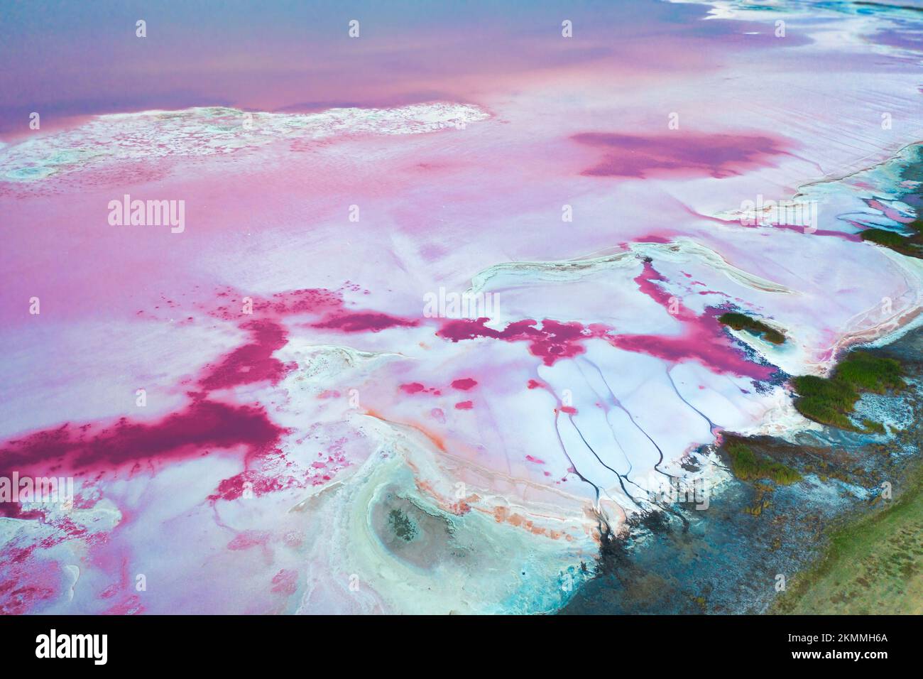 Pink lakes. A reservoir with healing mineral water, a wonderful tourist ...