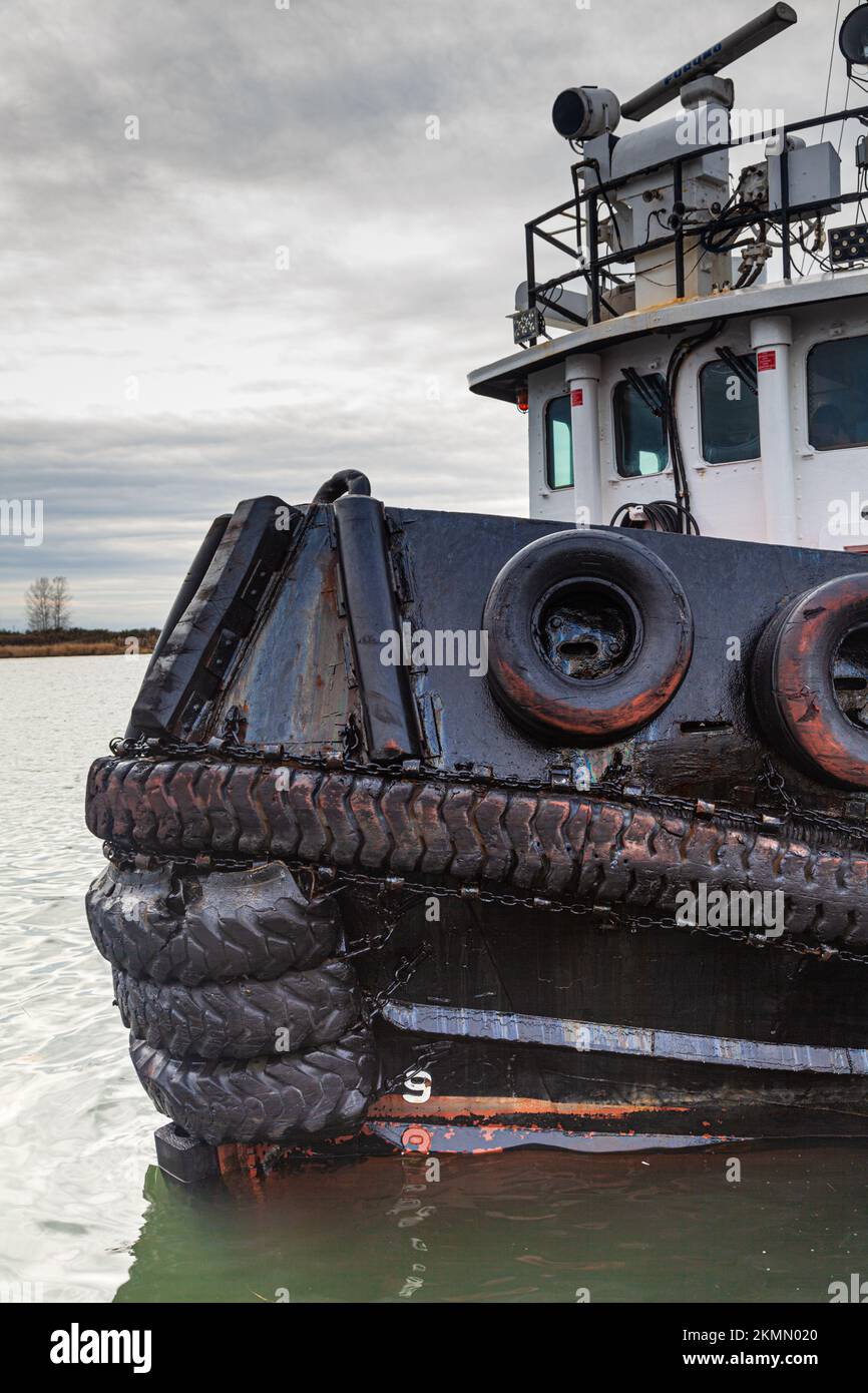 Bow details of a tugboat in Steveston British Columbia Canada Stock ...