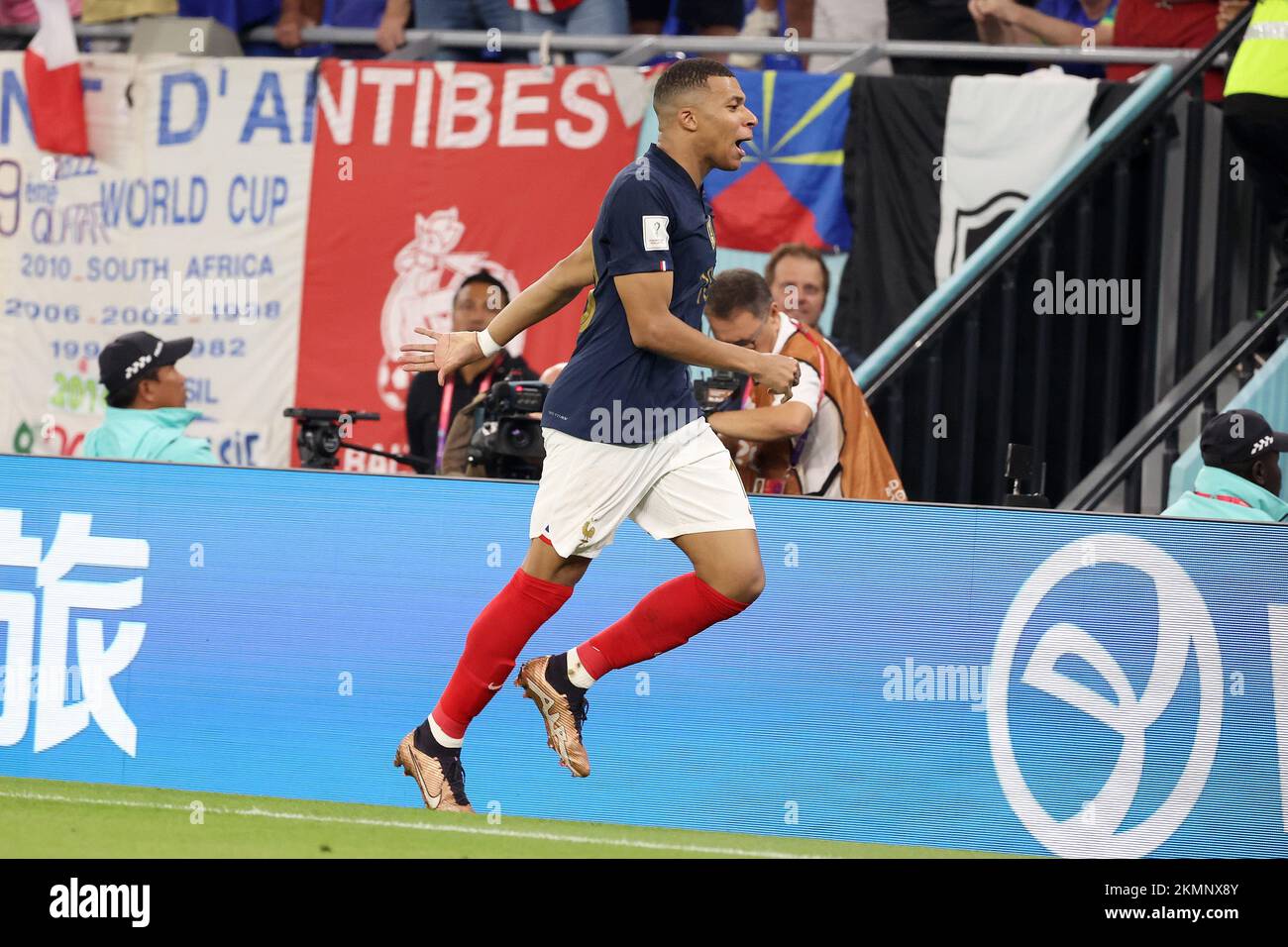 Kylian Mbappe of France celebrates winning following the FIFA World Cup ...