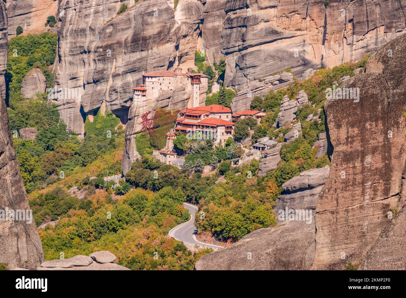 Beautiful aerial panoramic photo of the monasteries and rock formations ...