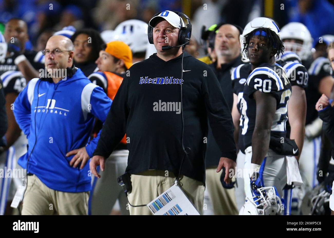 November 26, 2022: Mike Elko, head football coach of Duke, watches the ...