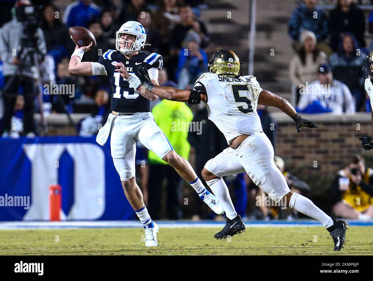 November 26, 2022: Duke University sophomore Riley Leonard (13) passes ...