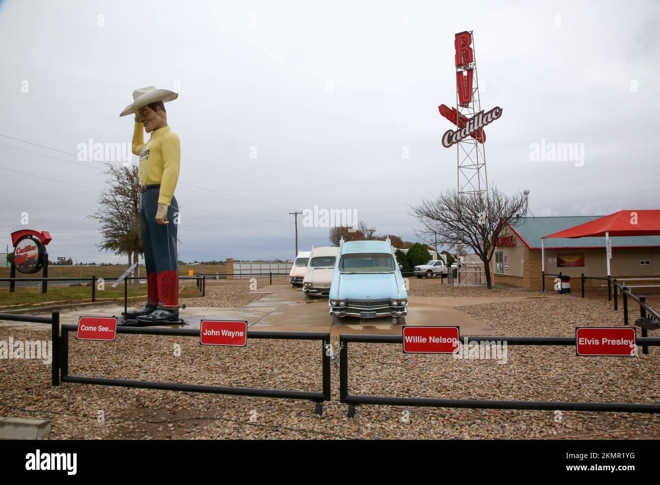 2nd Amendment Cowboy at the Cadillac Ranch RV Park along Historic Route ...