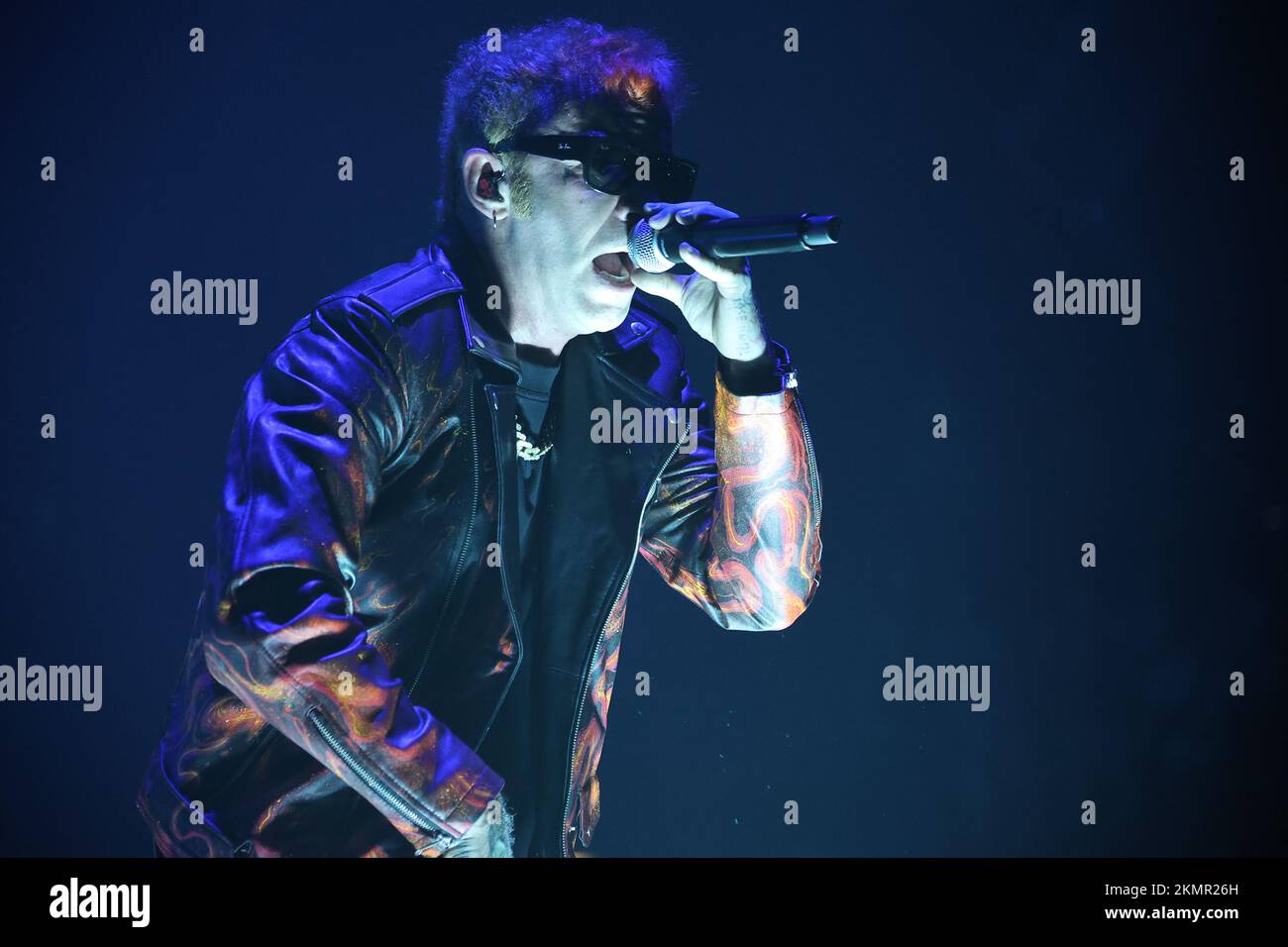 Italian singer/rapper Salmo during his "Flop tour 2022" - Unipol Arena ...