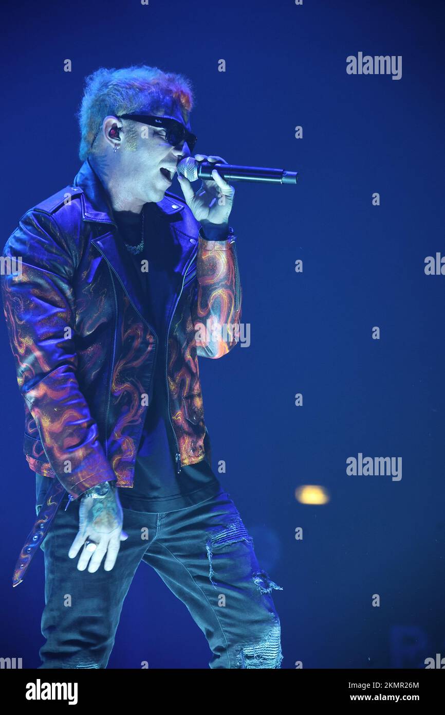 Italian singer/rapper Salmo during his "Flop tour 2022" - Unipol Arena ...