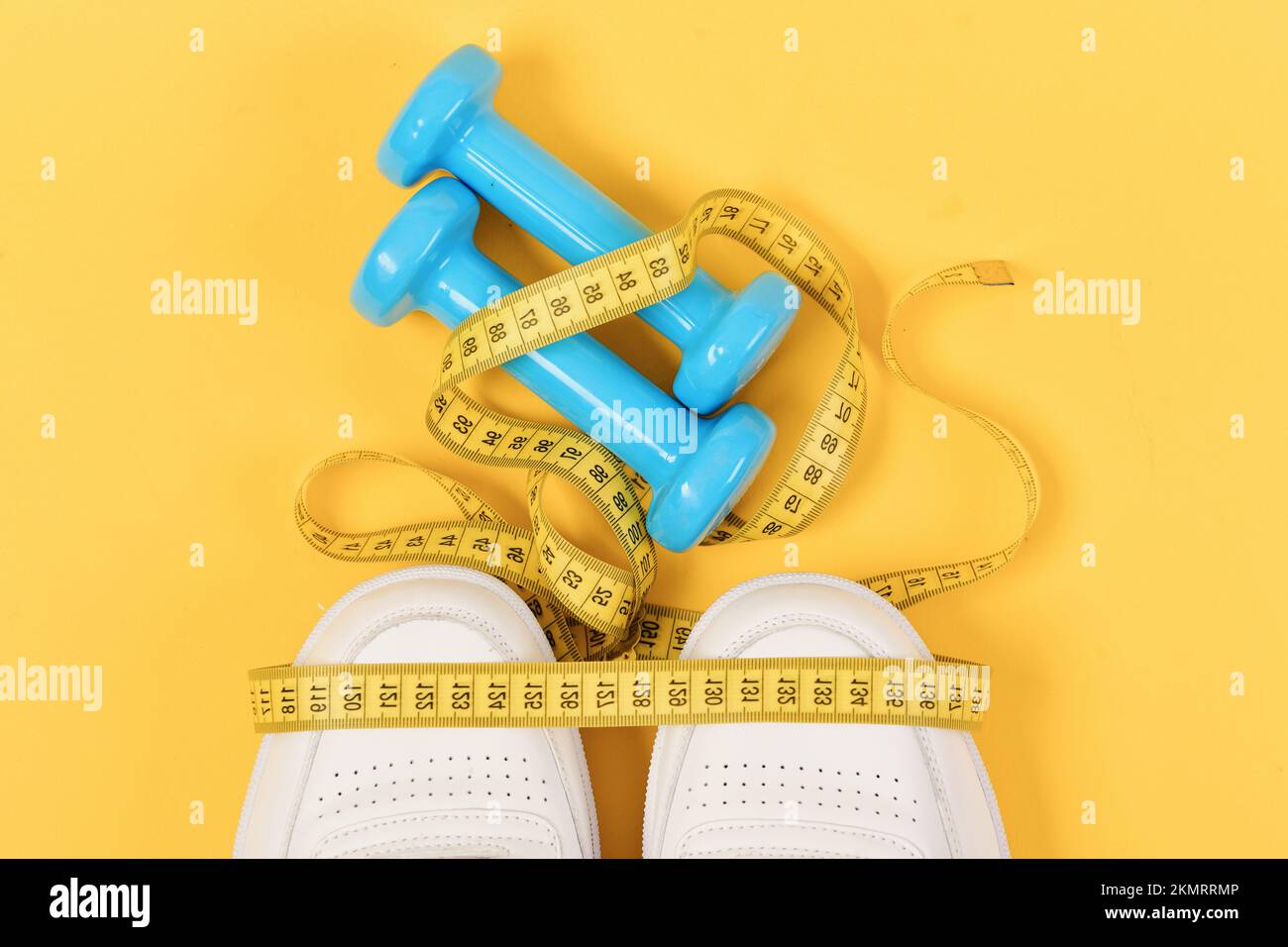 Fitness running concept. Sport shoes and equipment for healthy shape ...