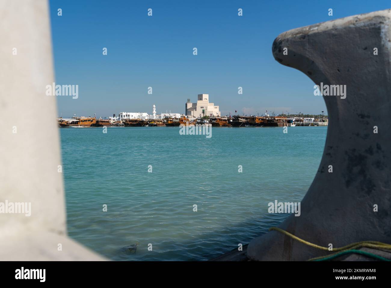 Traditional dhow boats in Doha corniche, Qatar Stock Photo - Alamy