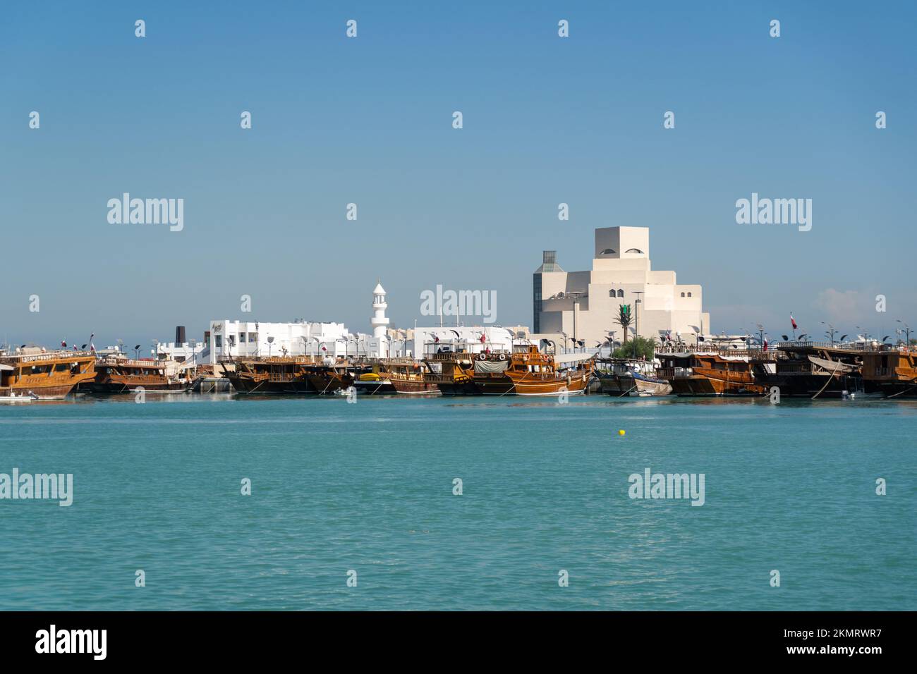 Traditional dhow boats in Doha corniche, Qatar Stock Photo - Alamy
