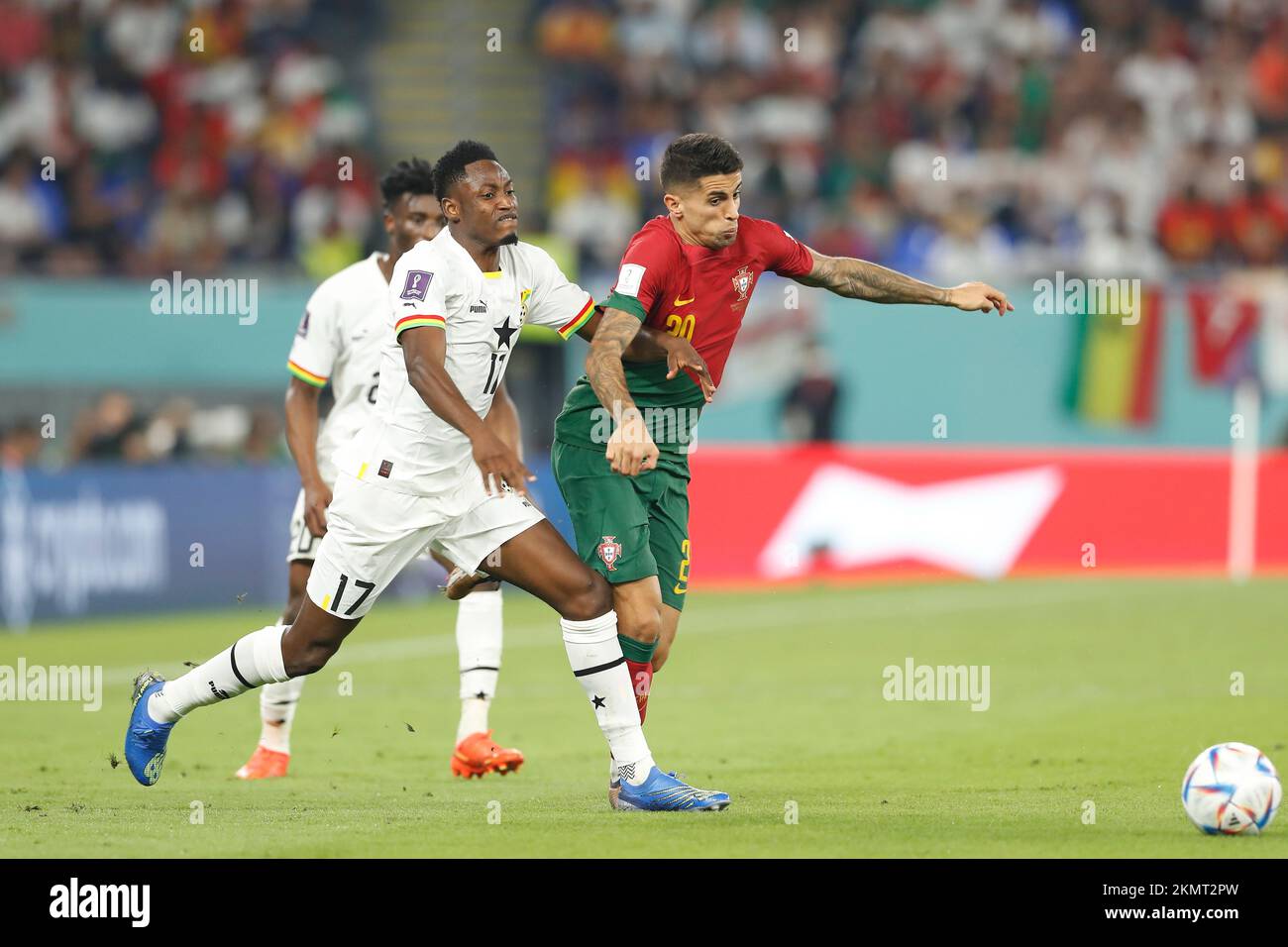 Doha, Qatar. 24th Nov, 2022. (L-R) Abdul Rahman Baba (GHA), Joao ...