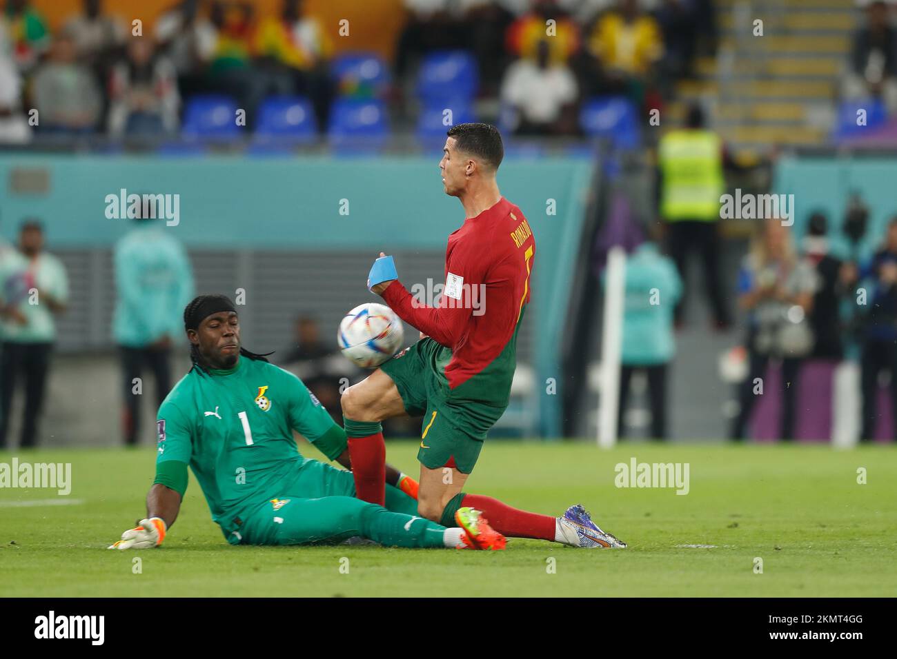 Doha, Qatar. 24th Nov, 2022. (L-R) Ati Zigl Lawrence (GHA), Cristiano Ronaldo (POR) Football ...
