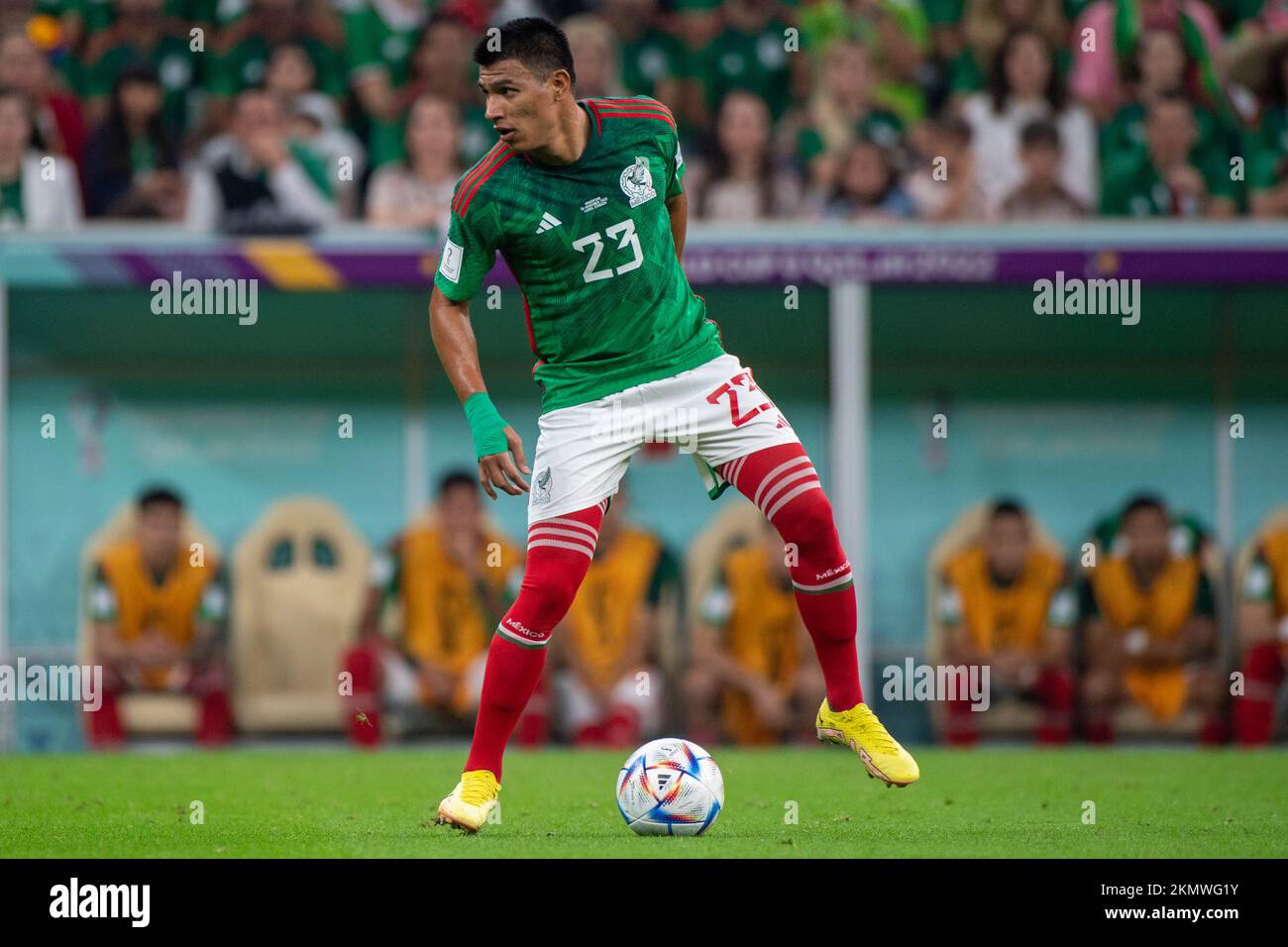 Lusail, Qatar. 27th Nov, 2022. Jesus Gallardo of Mexico during the FIFA ...