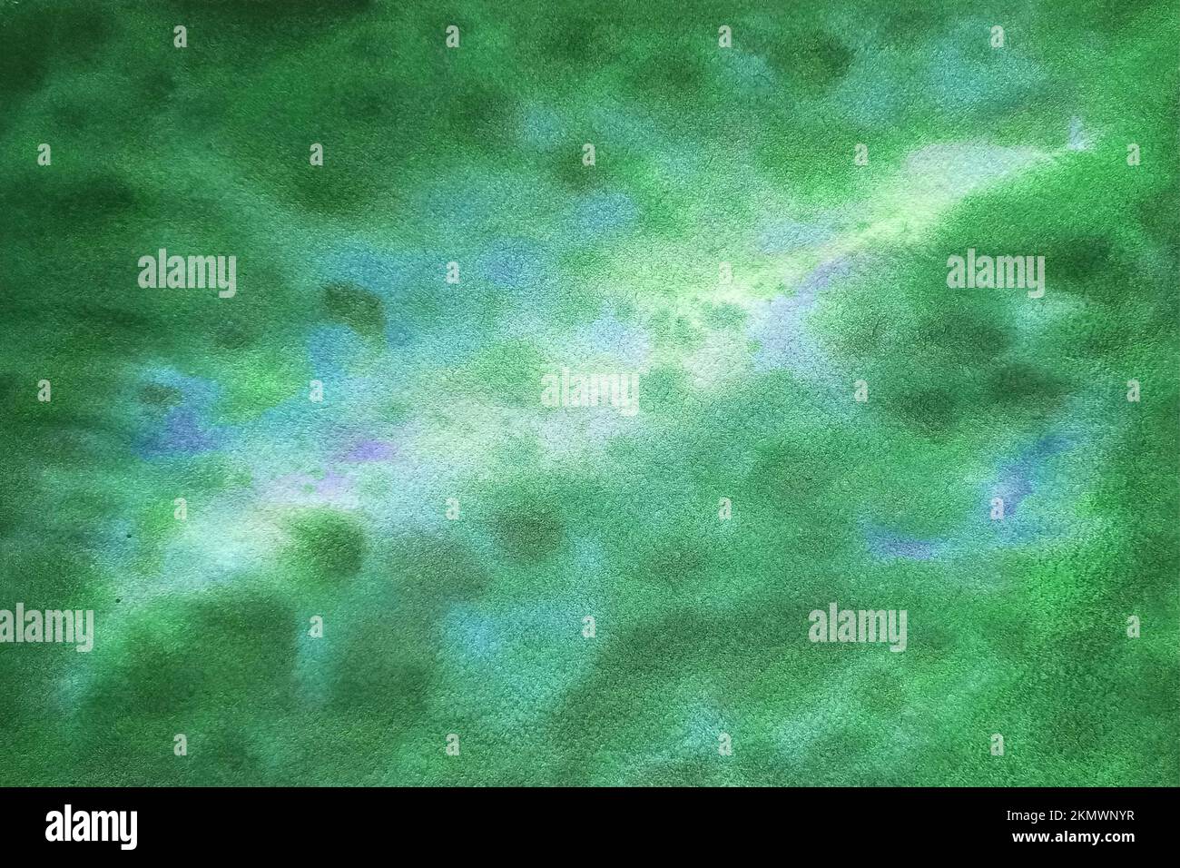 Abstract watercolor horizontal green background with spots, splashes ...