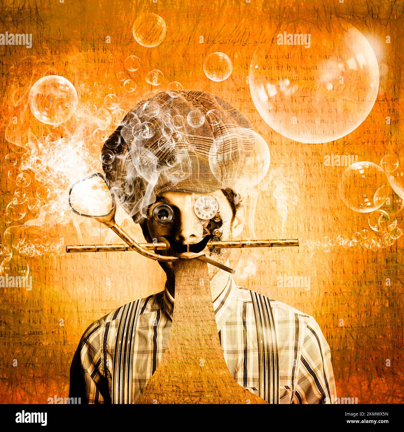 Steampunk portrait of a mechanised man bubbling up cognitive ...