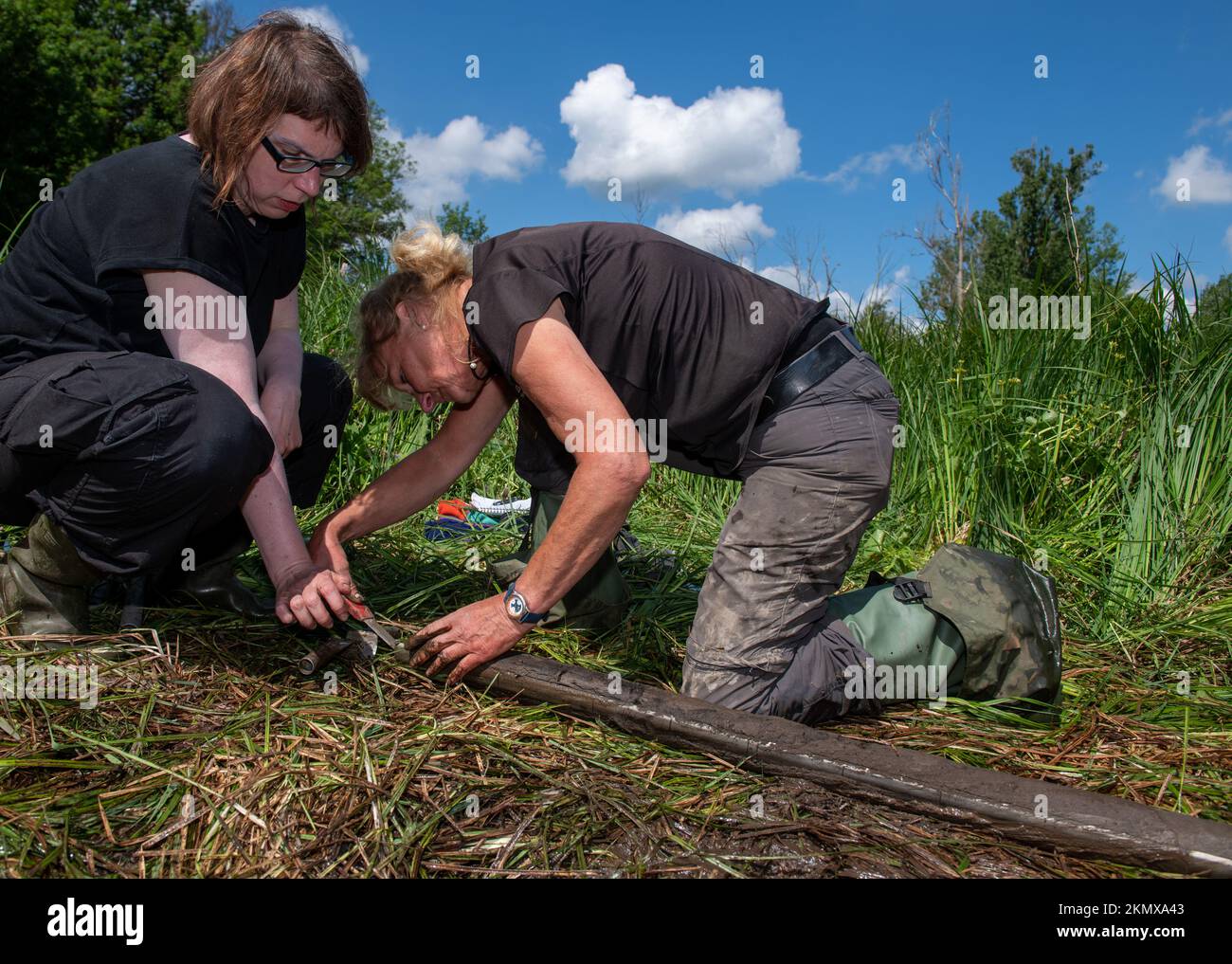 PRODUCTION - 10 June 2022, Bavaria, Ederheim: Astrid Stobbe (r) and ...