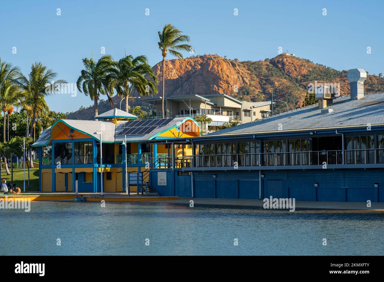 Buildings on bank of Strand rockpool, public swimming enclosure with ...