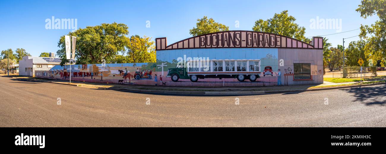 Mural of Augathella's heritage past painted on wall and fence of Buchan ...