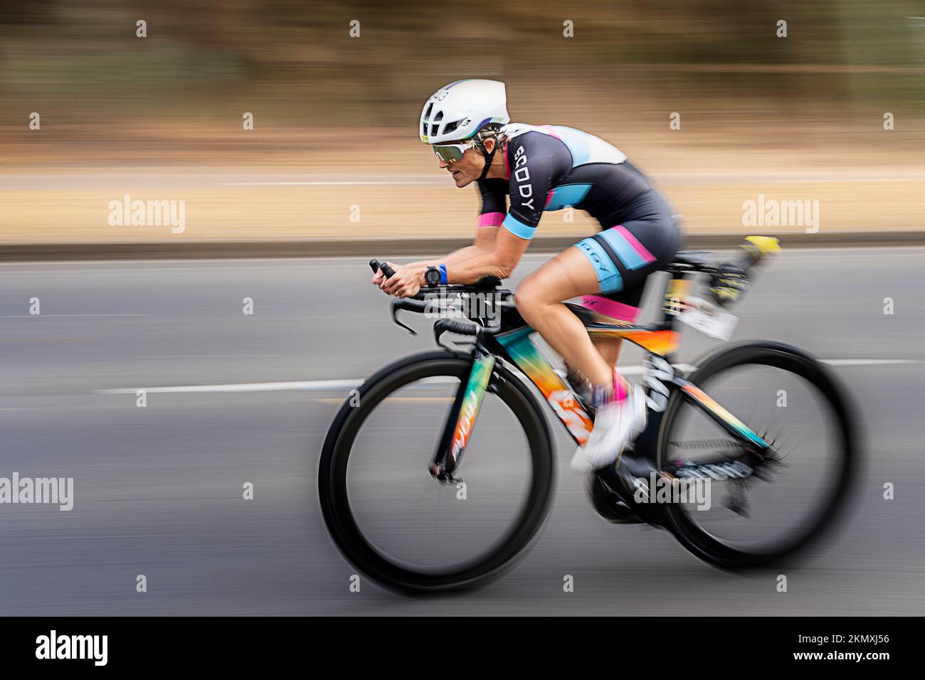 Cyclists competing in Hervey Bay 100 Triathlon, Hervey Bay Queensland ...