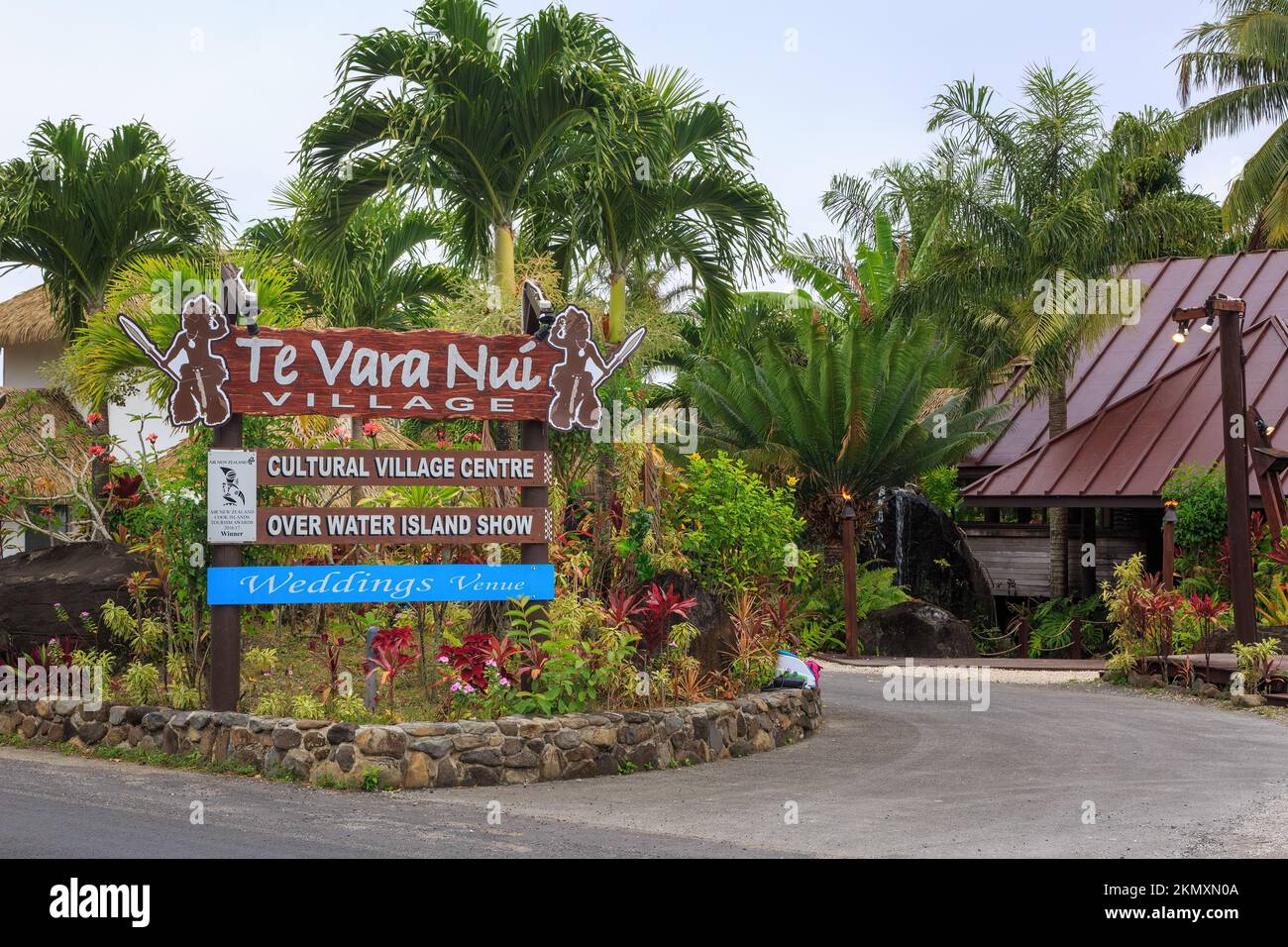 Te Vara Nui village, a tourist attraction on Rarotonga, Cook Islands ...