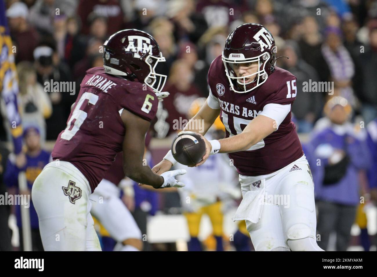 College Station, TX, USA. 26th Nov, 2022. Texas A&M Aggies quarterback ...