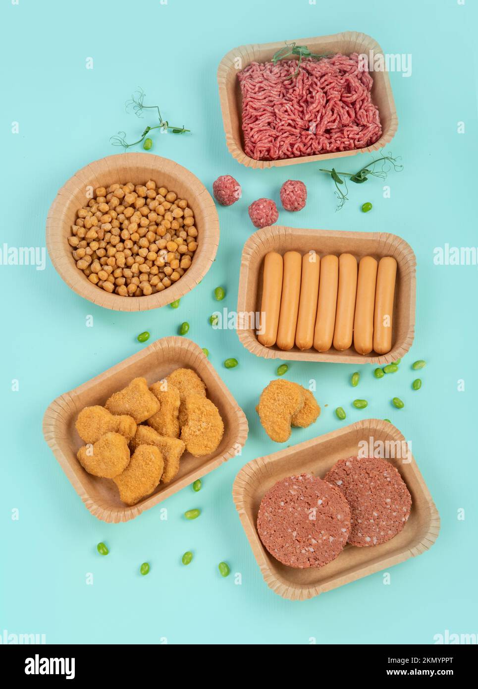 Variety of plant based meat. Plant based vegetarian alternative meat ...