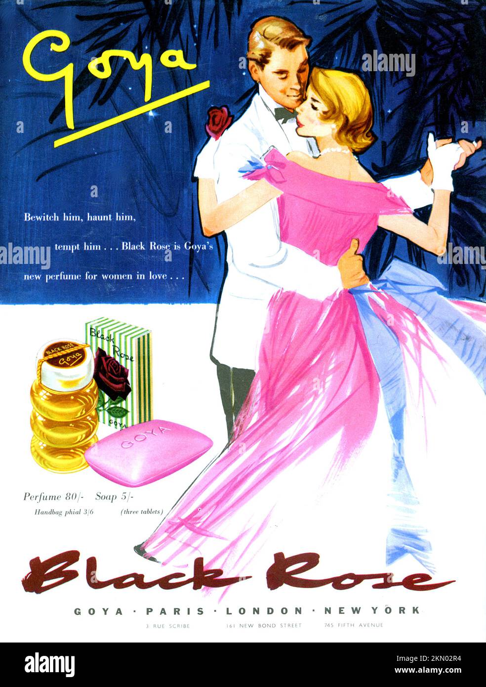 Goya Black Rose.Toiletry brand. Press advertisement Stock Photo - Alamy