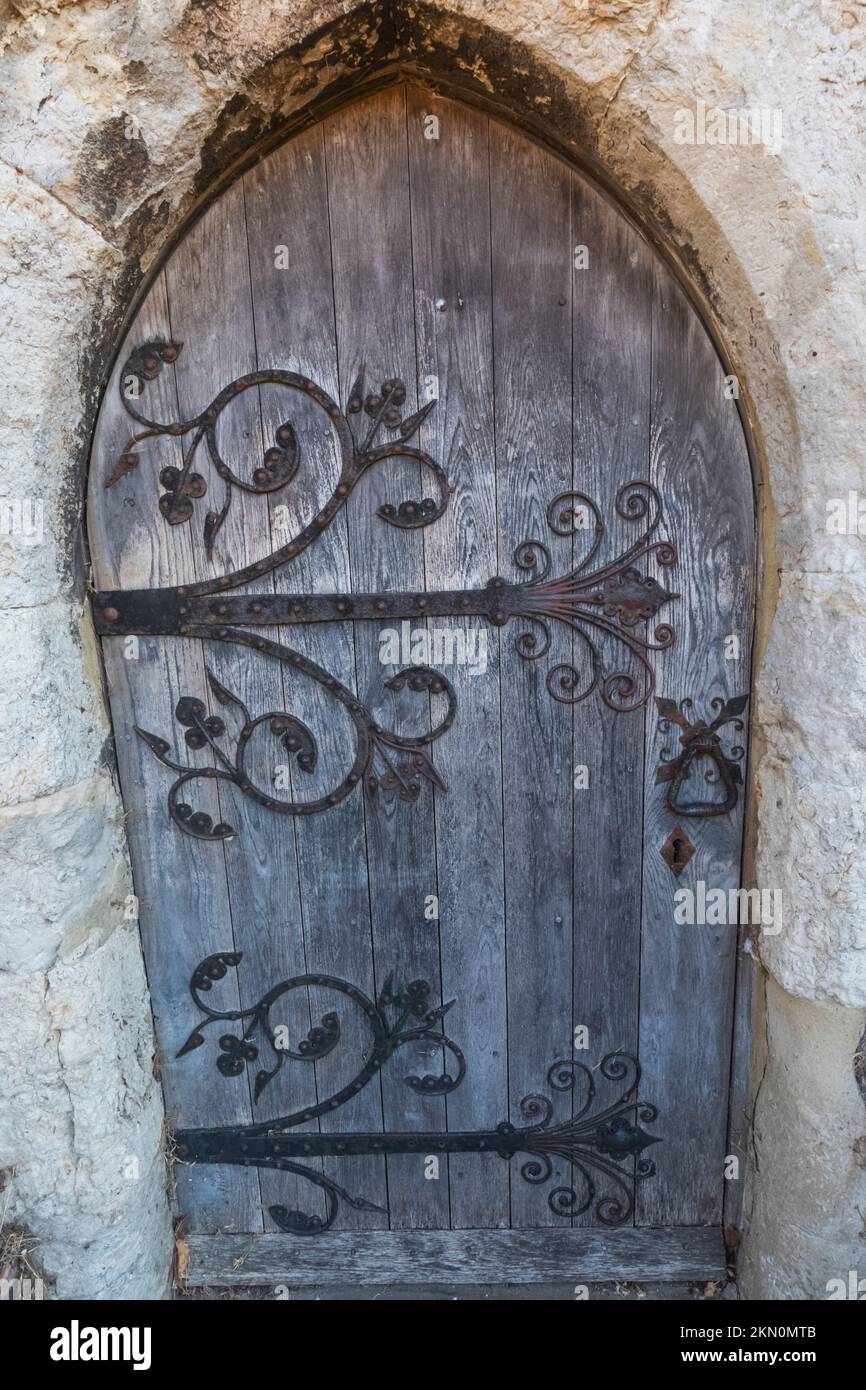 England, Kent, Lydd, All Saints Church, Ancient Wooden Door Stock Photo ...